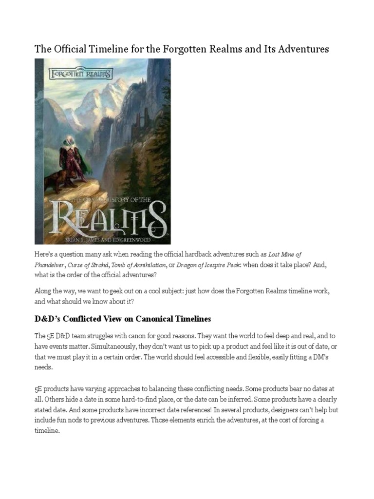 The Official Timeline of Adventures in the Forgotten Realms: Making ...