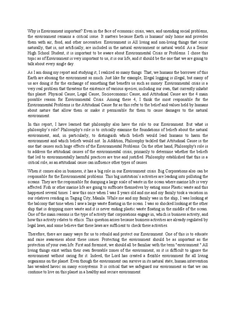 Philo Reflection Paper | PDF | Natural Environment | Oceans