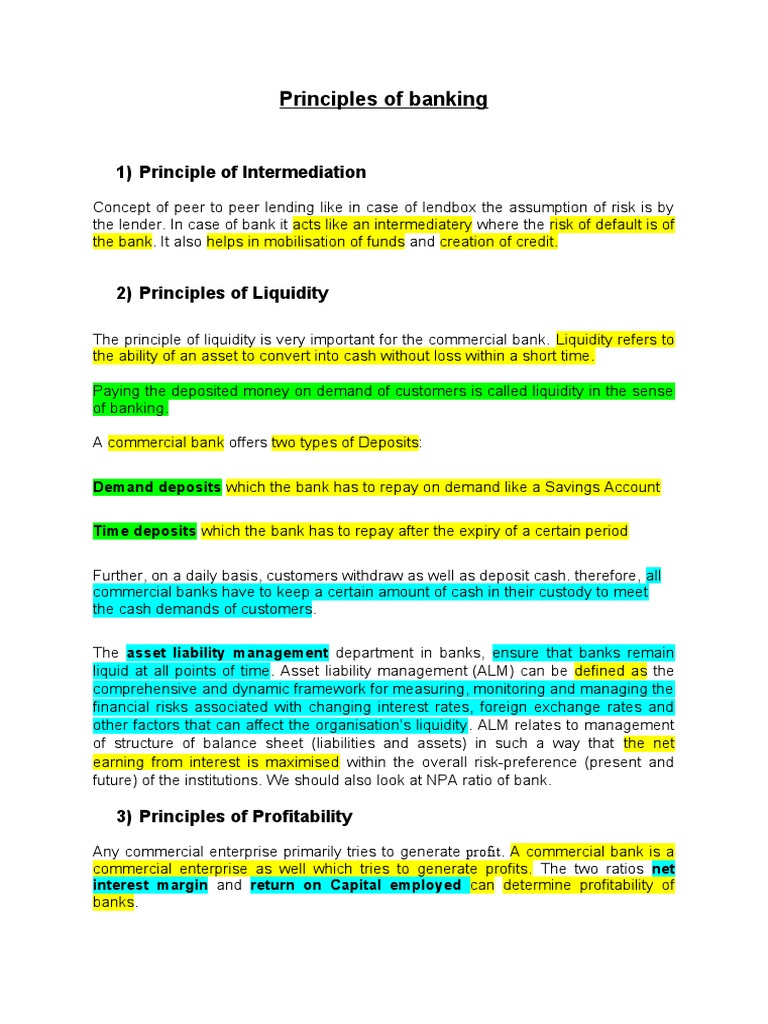 Principles of Banking | PDF | Reserve Bank Of India | Banks