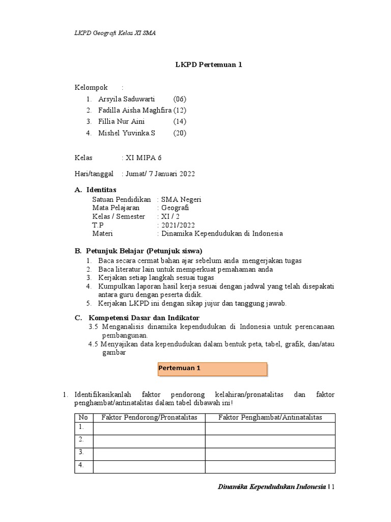 LKPD Pertemuan 1 | PDF