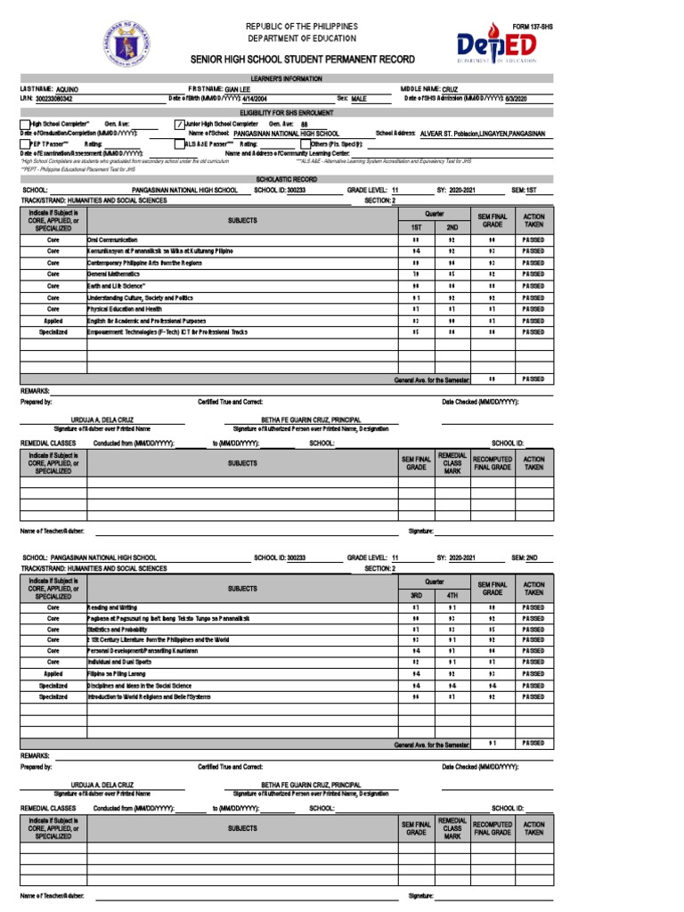 School Form 10 | PDF | Middle Schools | Science