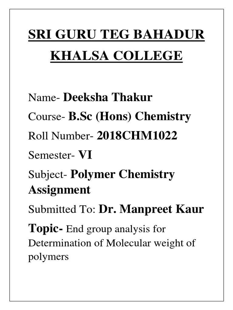 End Group Analysis | PDF | Molecular Mass | Polymers
