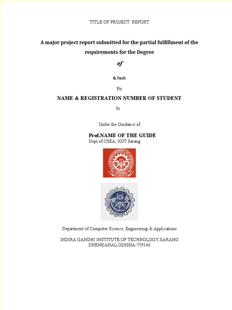 A Major Project Report Submitted For The Partial Fulfillment of The Requirements For The Degree ...
