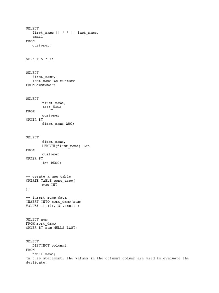 Basic Sql Pdf Postgre Sql Information Technology Management