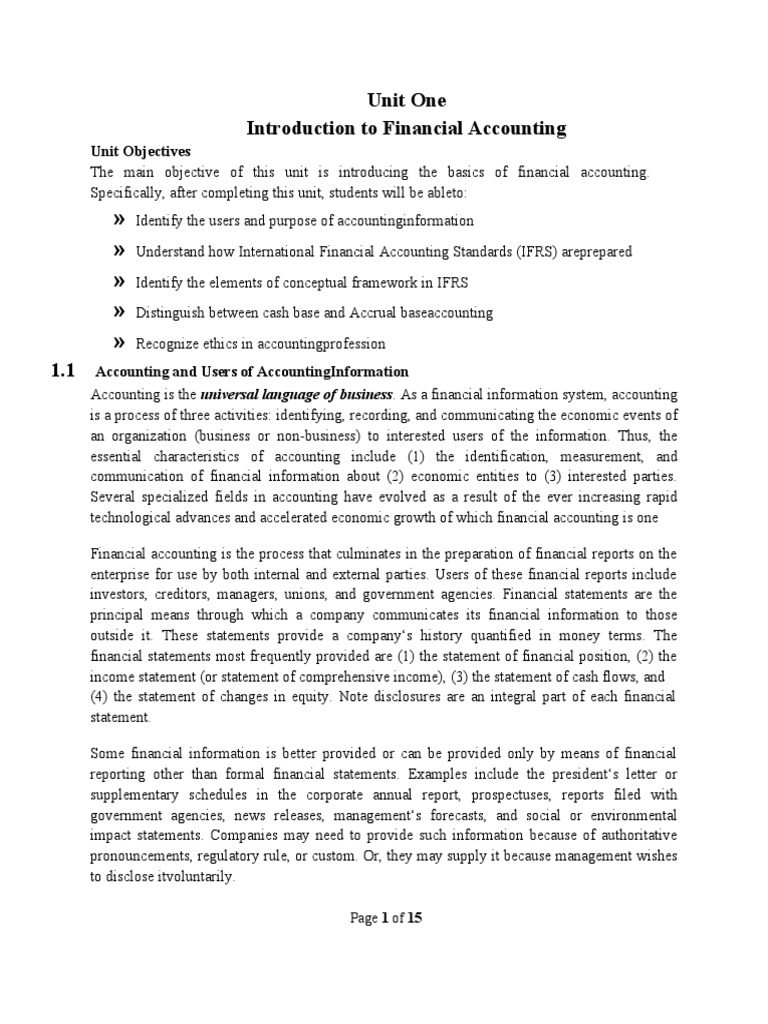 Chapter-1 INTRODUCTION TO FINANCIAL ACCOUNTING | PDF | International ...