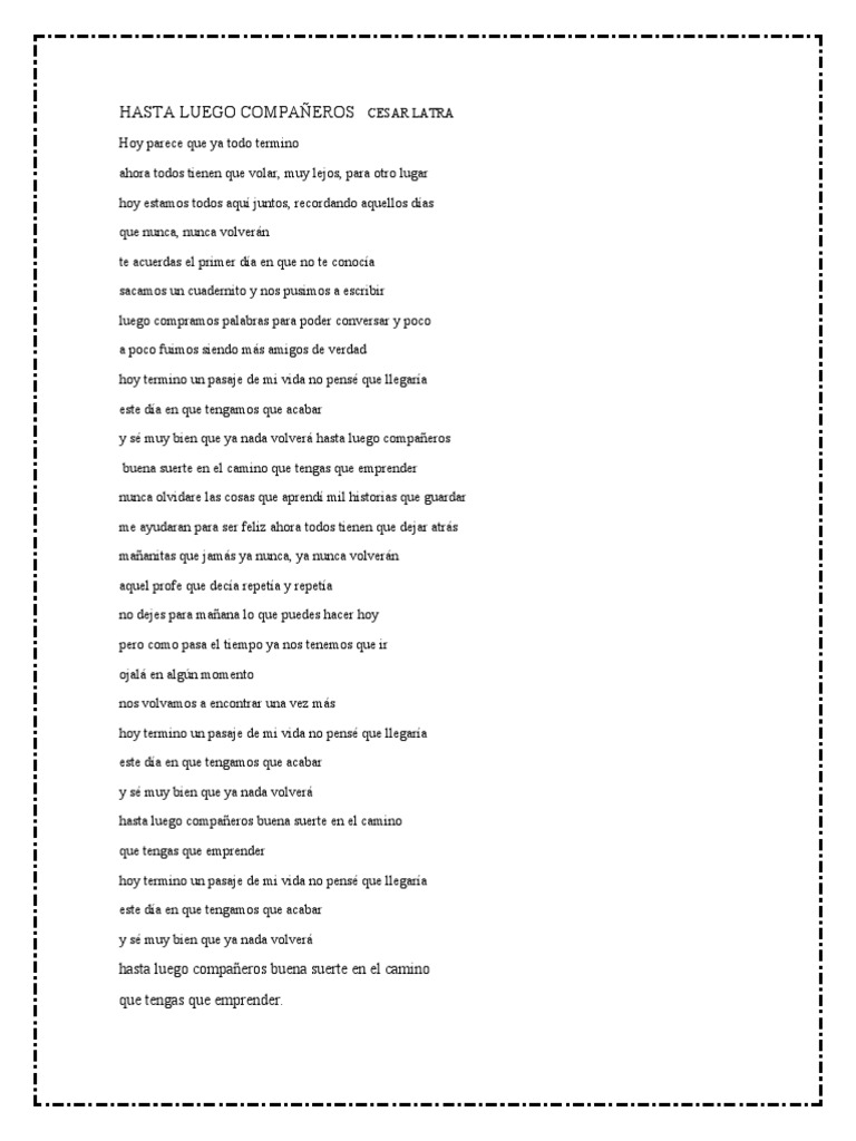 Hasta Luego Compañeros Cesar Latra | PDF