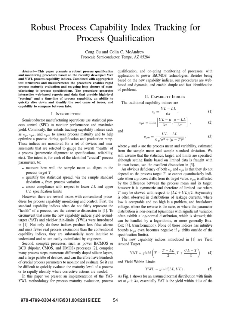 Robust Process Capability Index Tracking For Process Qualification | PDF | Data Analysis ...