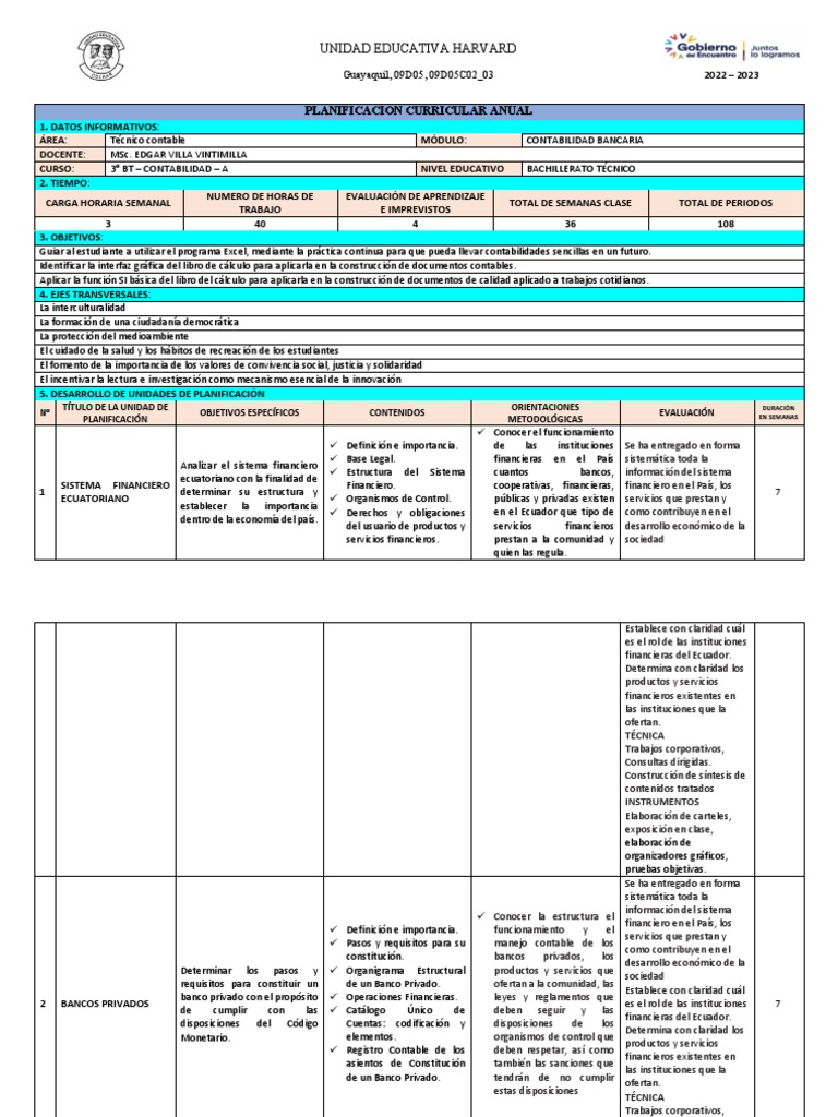 3° BT - Cont - Contabilidad Bancaria - Pca | PDF | Contabilidad | Bancos