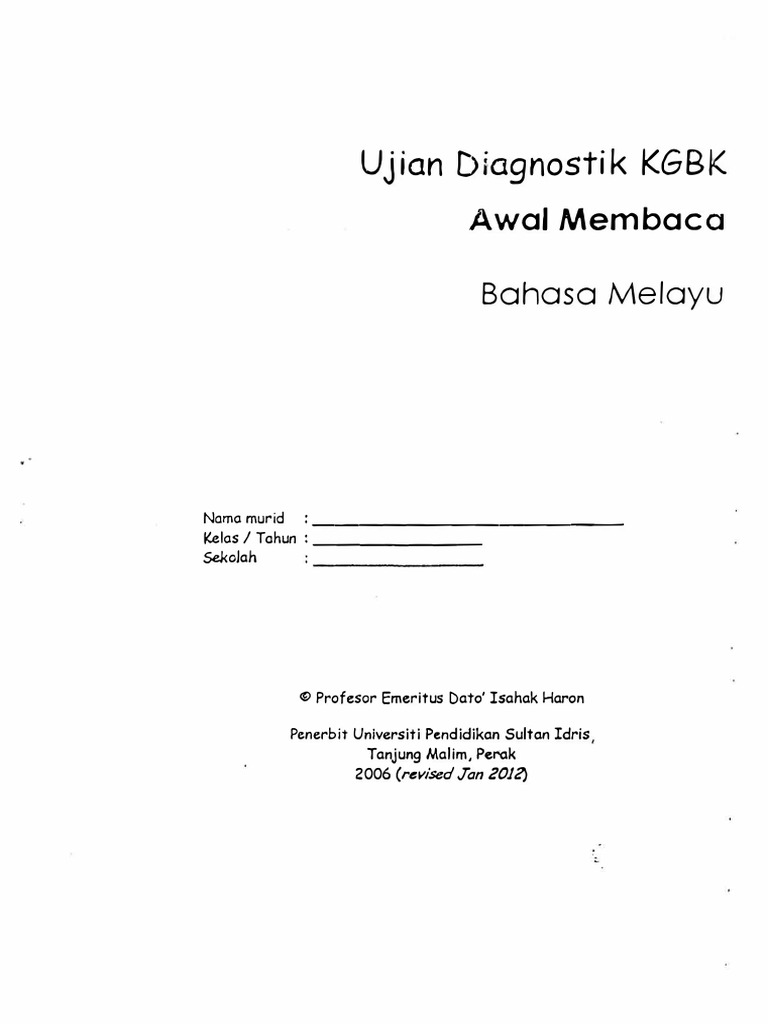 Ujian Diagnostik KGBK - Membaca | PDF