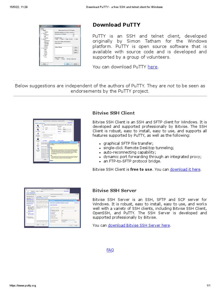 PuTTY - A Free SSH and Telnet Client For Windows | PDF | Secure Shell ...