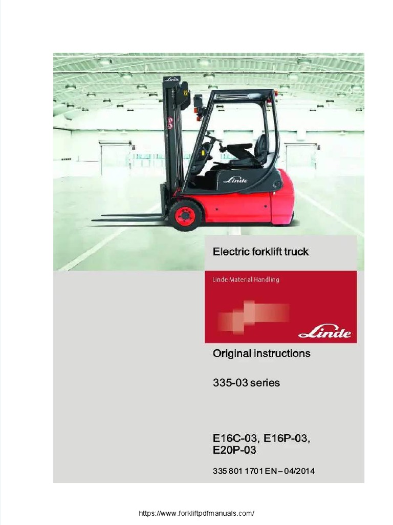 Linde E16 20 Forklift Trucks Original Operator's Manual PDF | PDF | Machines | Vehicle Technology