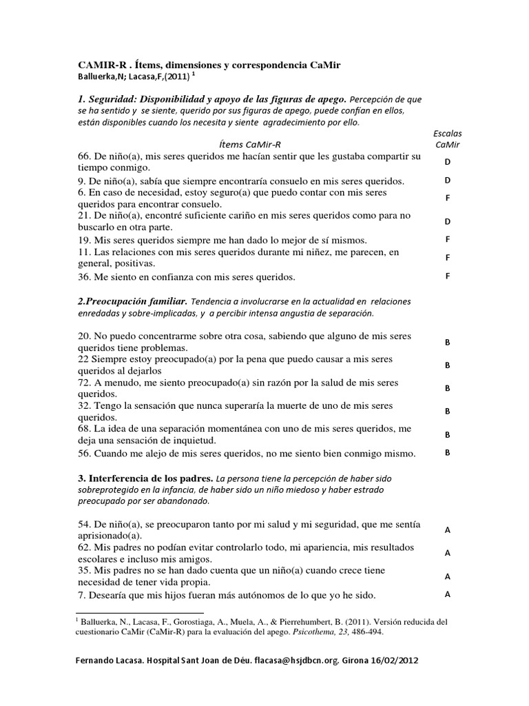Camir-R Items y Dimensiones | PDF | Sicología