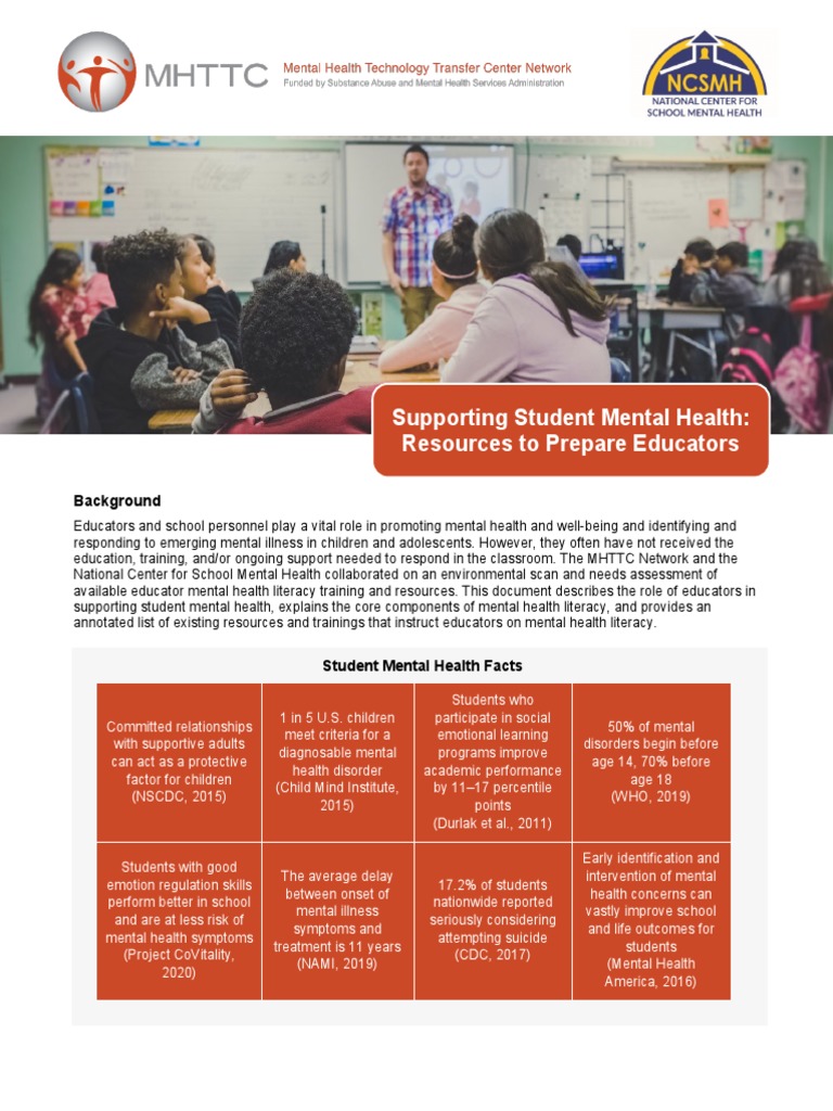 MHTTC Educator Mental Health Literacy Resource - Final | PDF | Mental ...
