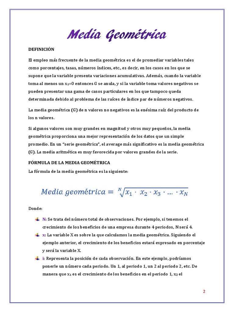 Media Geometrica, Armonica y Cuadratica | PDF | Media | Análisis