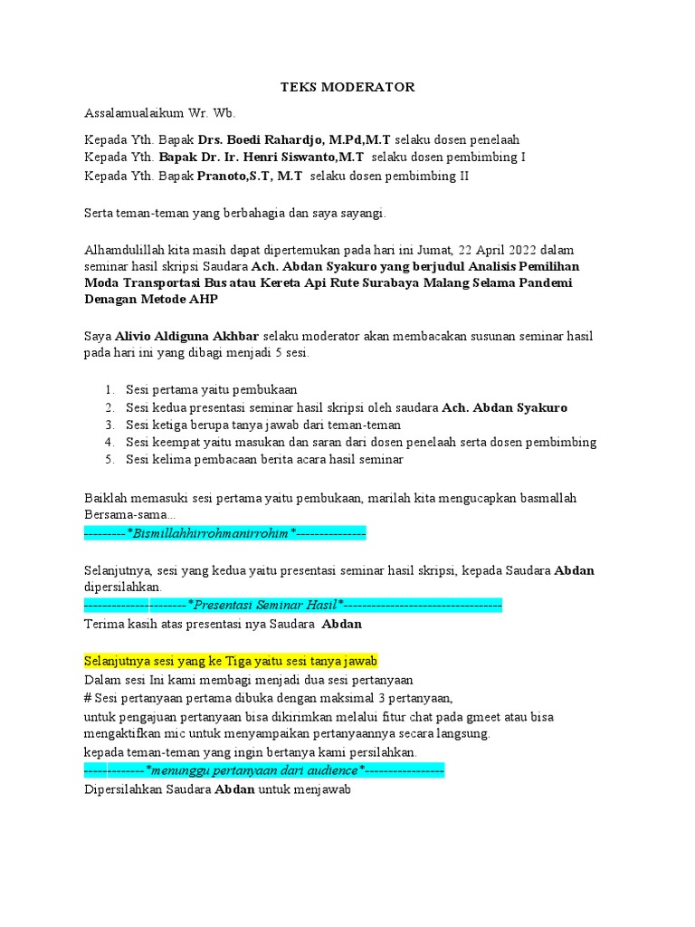 Teks Moderator SEMPRO | PDF