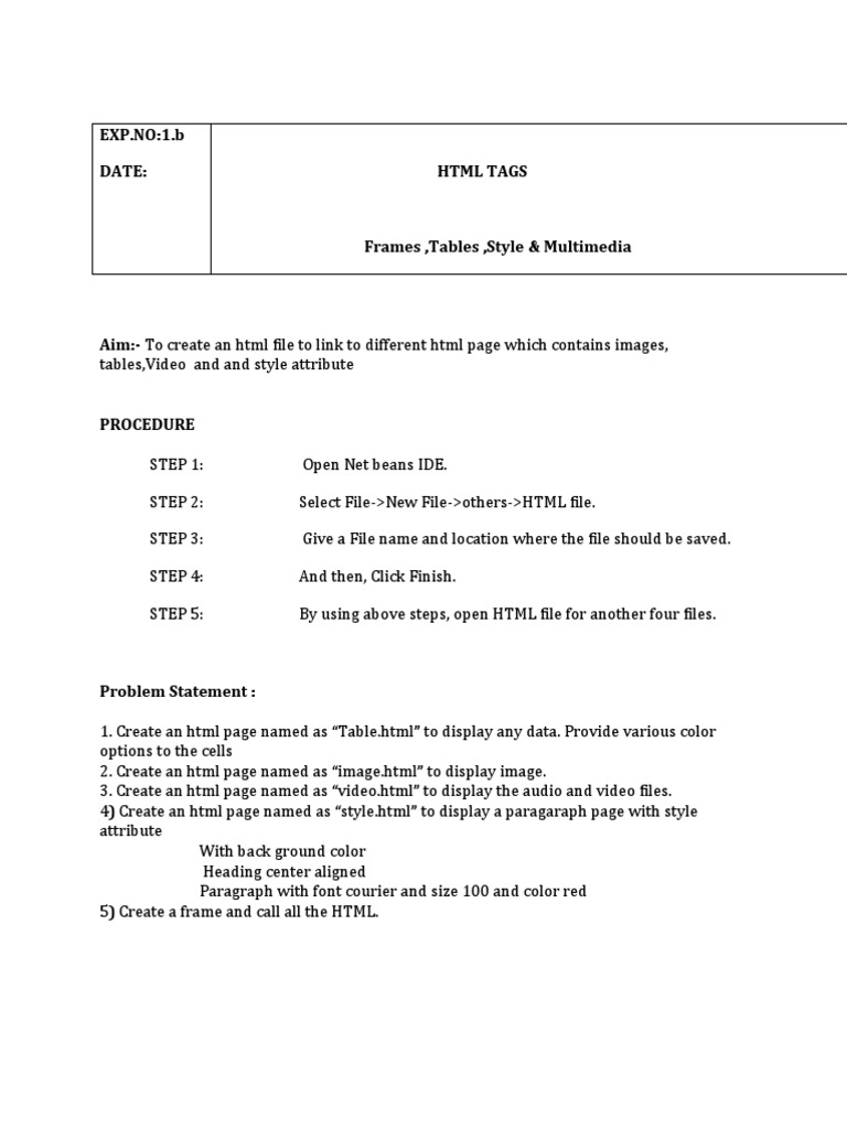 Exp 2 | PDF | Html | Html Element