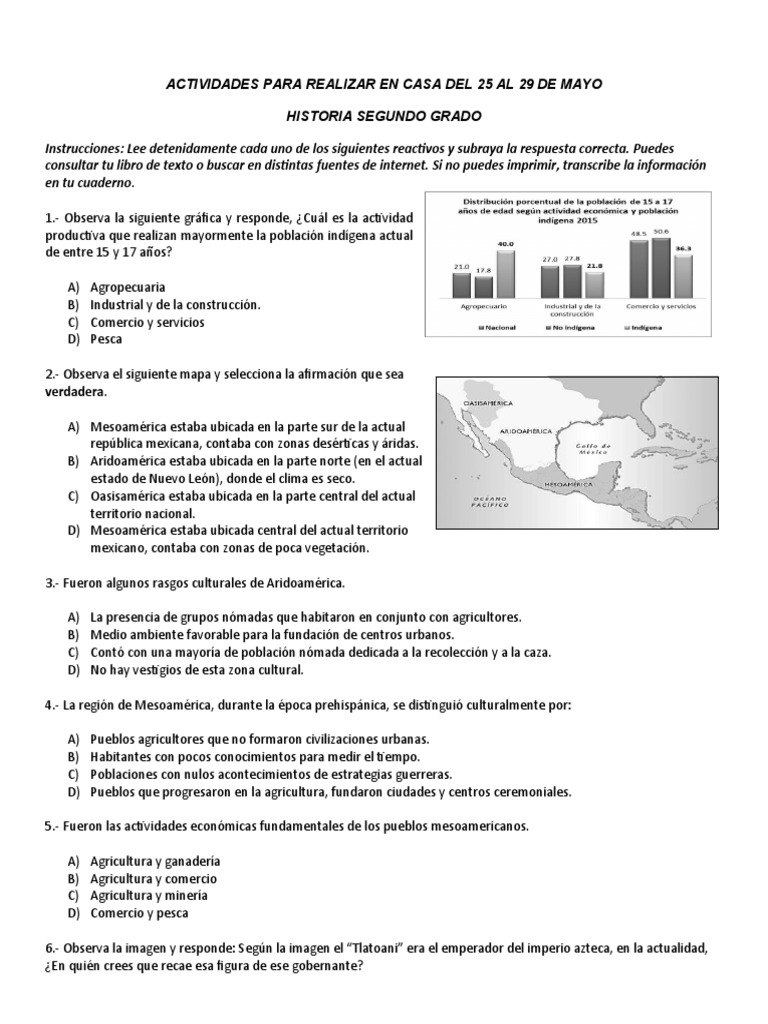 Actividades de Historia para Segundo Grado. Del 25 Al 29 de Mayo | PDF ...