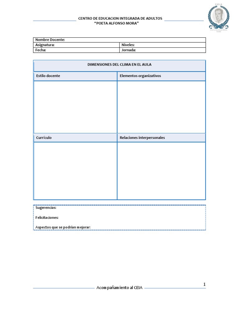 Modelo de Registro Visita Aula | PDF