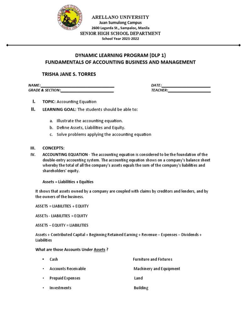 Dynamic Learning Program (DLP 1) Fundamentals of Accounting Business ...