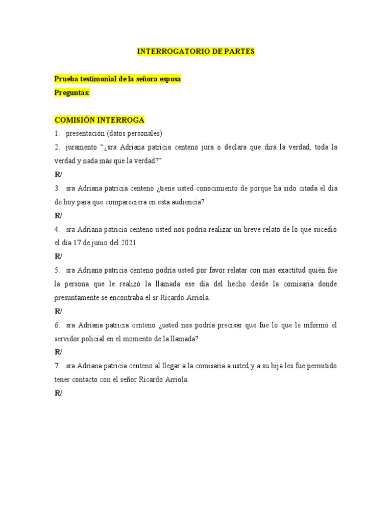 Interrogatorio de Partes | PDF