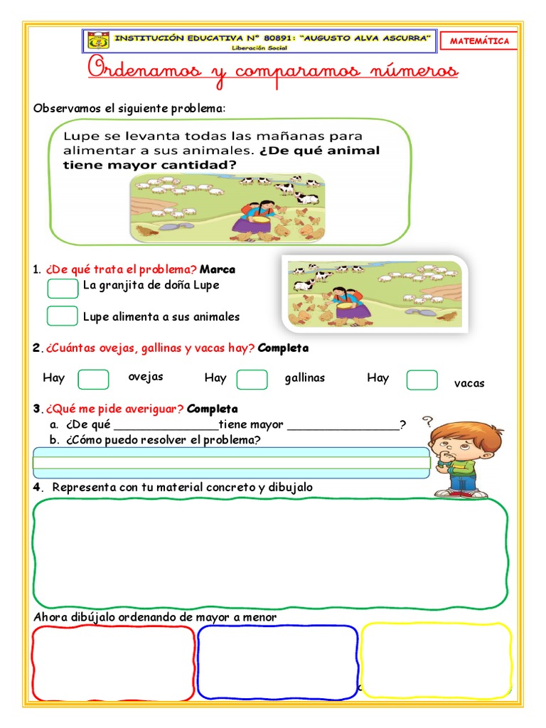 FICHA Ordenamos Números y Comparamos | PDF