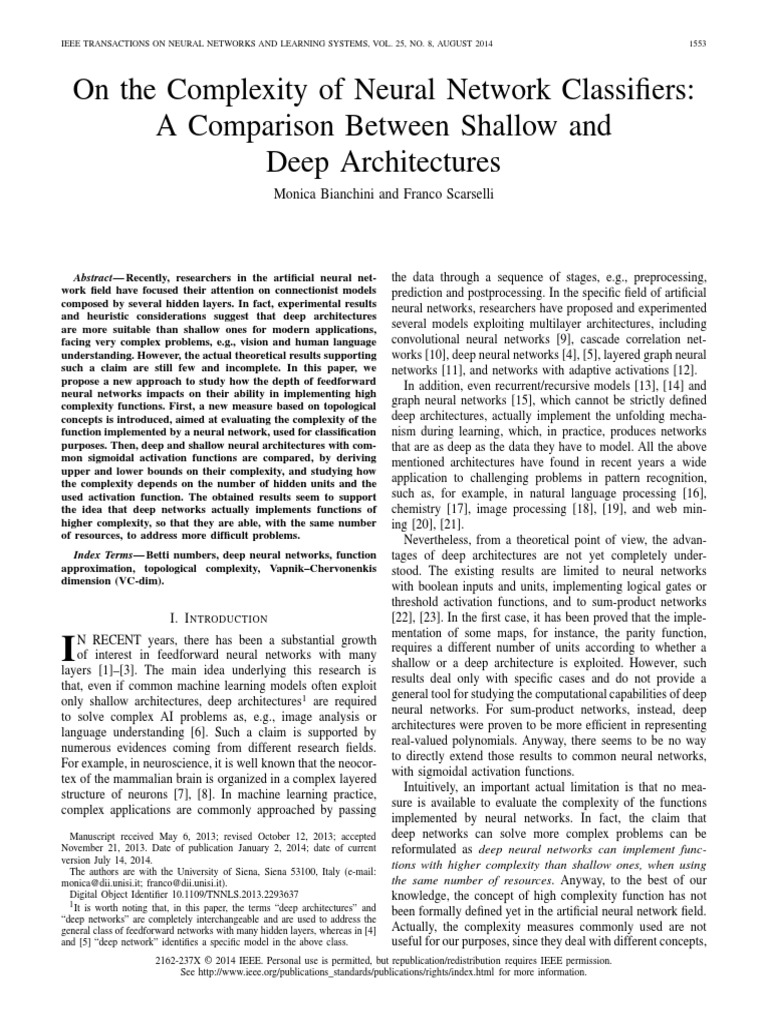 On The Complexity of Neural Network Classifiers: A Comparison Between Shallow and Deep ...