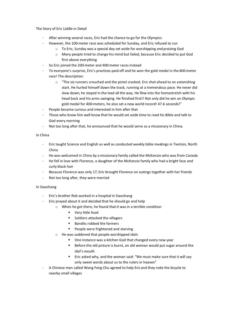 Eric Liddle Part 2 | PDF
