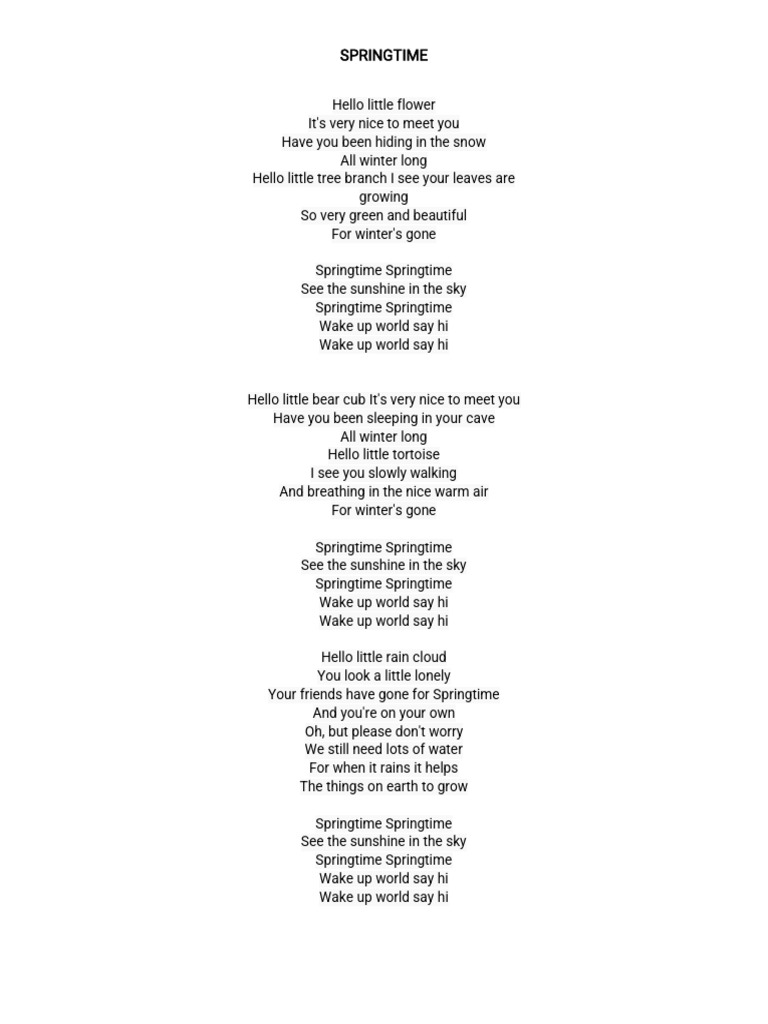 Springtime Song | PDF | Poetry