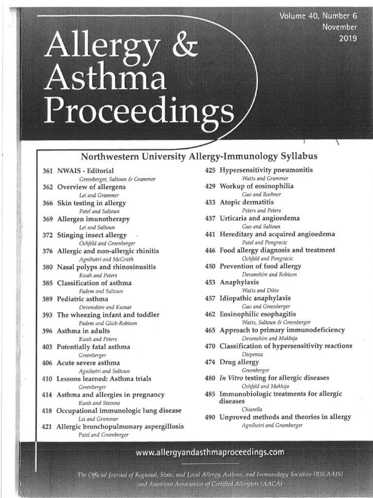 Allergy & Asthma Proceedings Nov 2019 - Part 1 | PDF