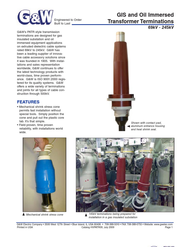 GIS and Oil Immersed Transformer Terminations: Features | Download Free ...