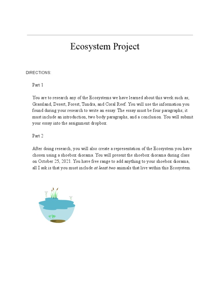 Ecosystem Project Assignment Handout | PDF