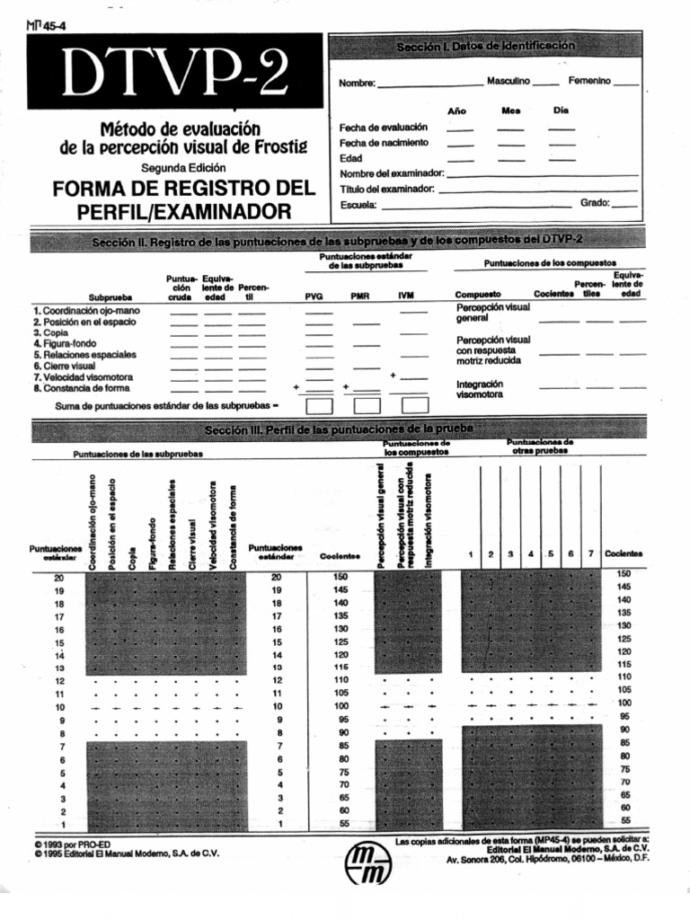 Test de Percepción Visual Frostig (Registro) | PDF