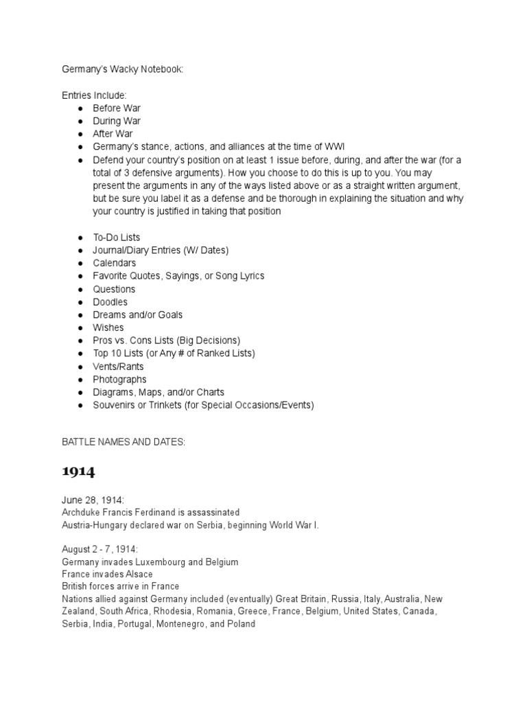 Wacky Notebook ww1 Information 2 | PDF | Western Front (World War I ...