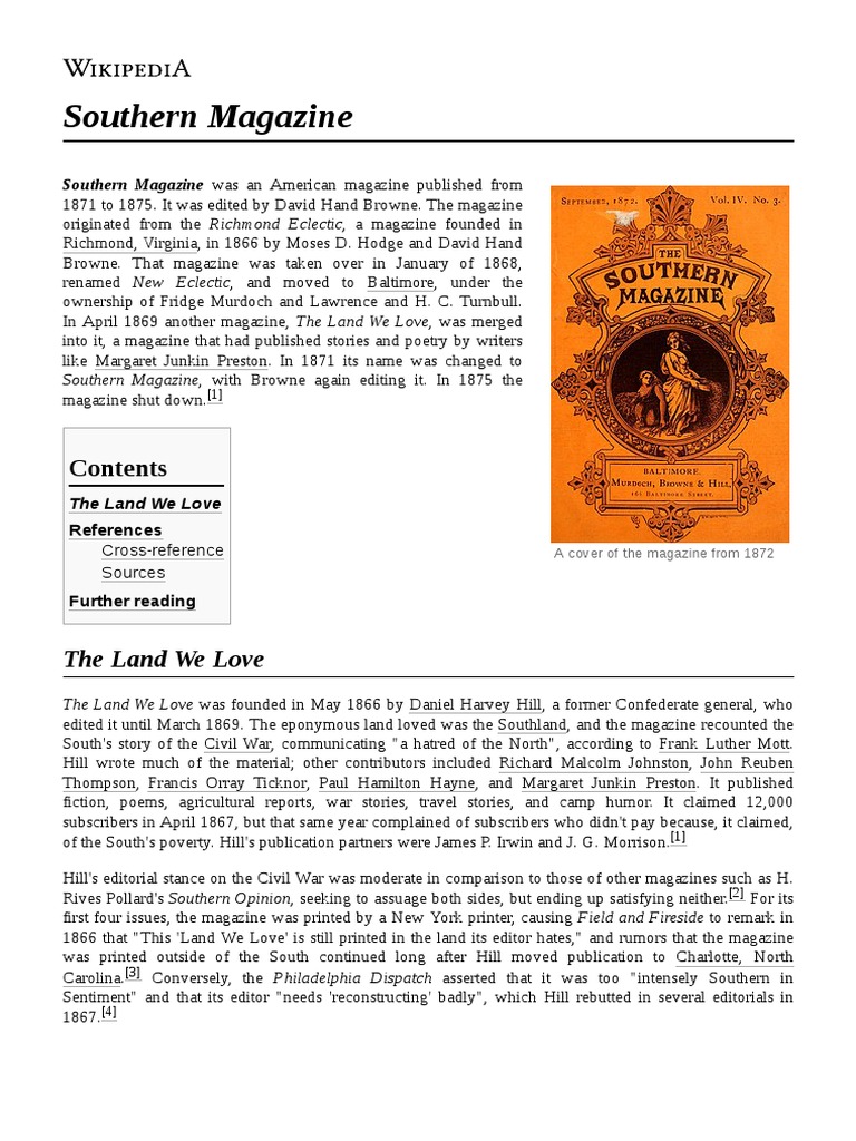 Southern Magazine: The Land We Love | PDF | Wikipedia