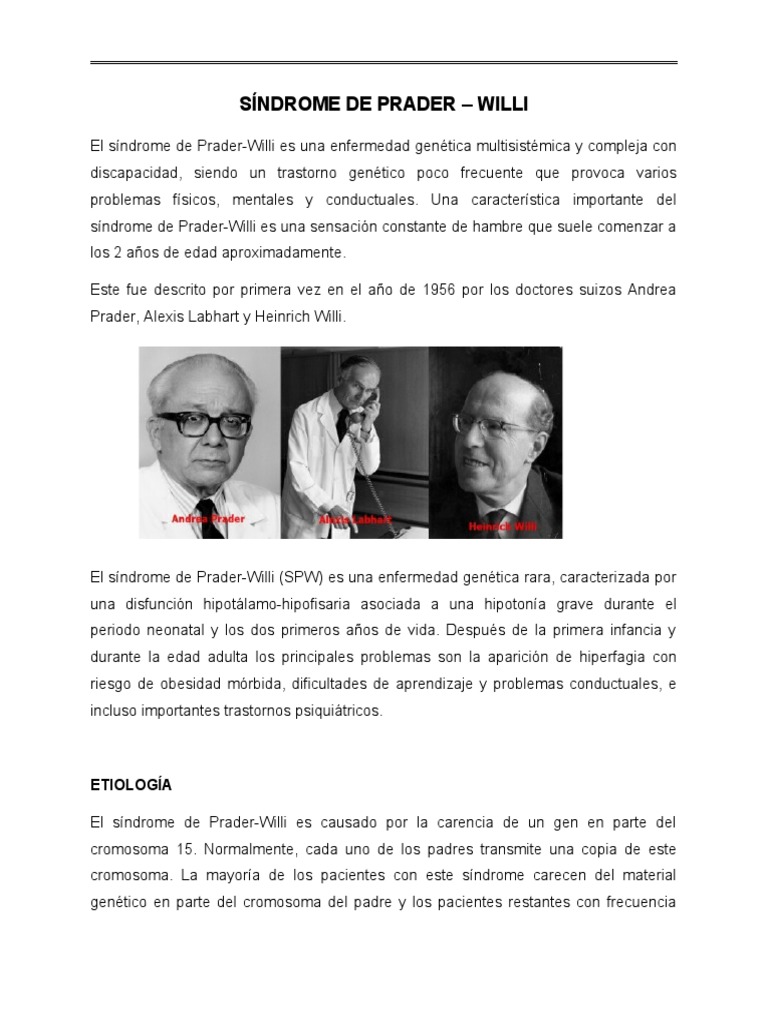 Síndrome de Prader-Willi | PDF | Medicina CLINICA | Ciencias de la Salud