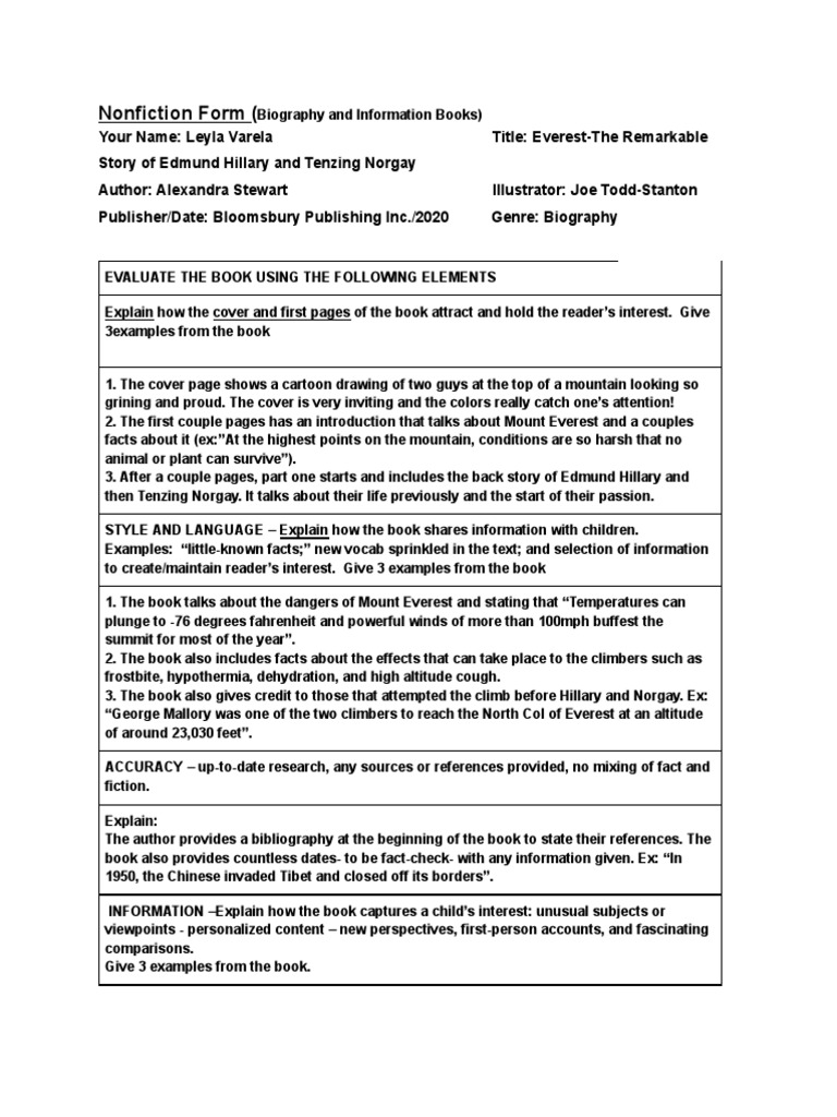 Annotated-Nonfiction 20form-Everest | PDF | Mount Everest