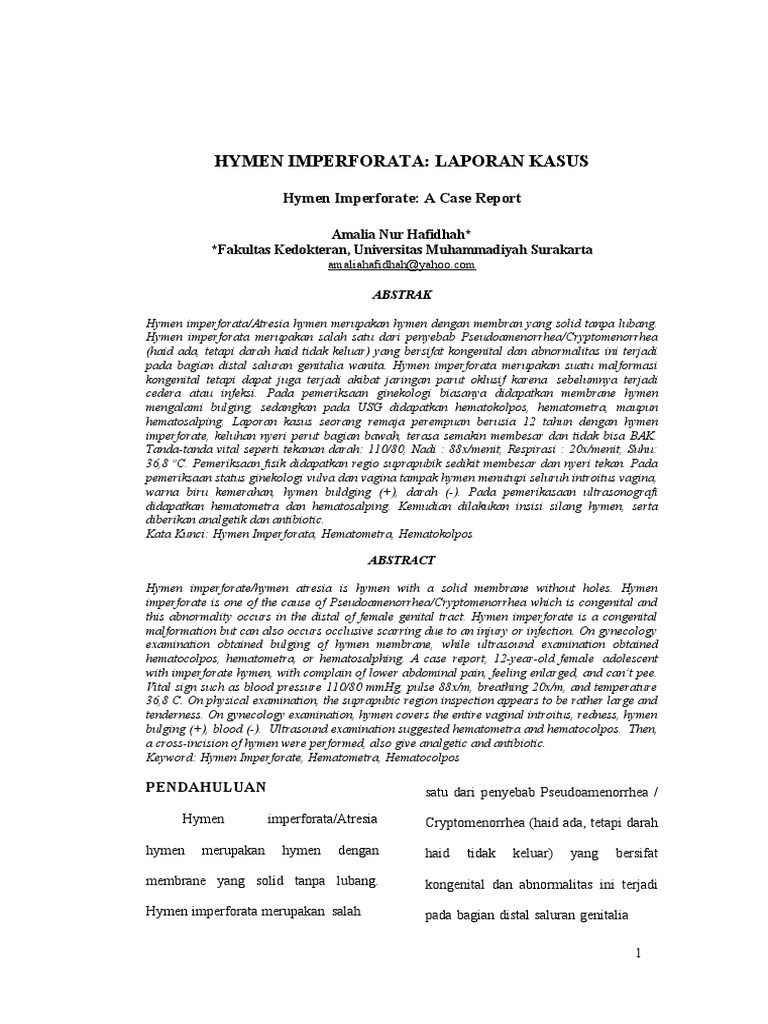 Definisi Hymen Imperforata | PDF