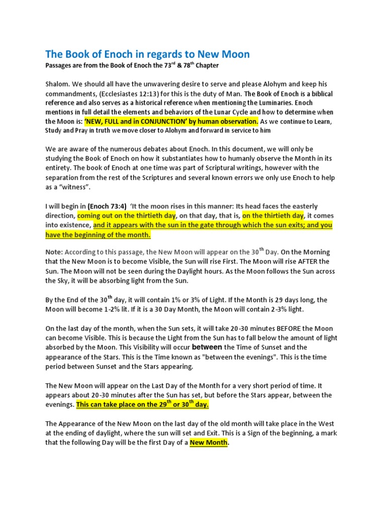 The Book of Enoch and New Moon | PDF | Moon | Ancient Astronomy