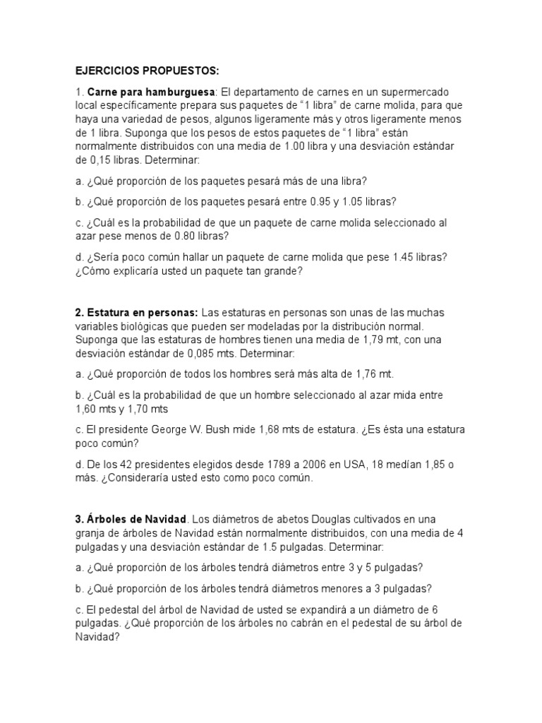 Ejercicios Propuestos de Dist Normal | PDF | Desviación Estándar | Probabilidad