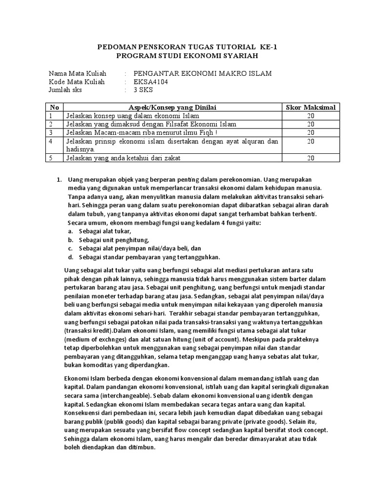 Tugas 1 - PE Makro Islam | PDF | Politik | Ilmu Sosial