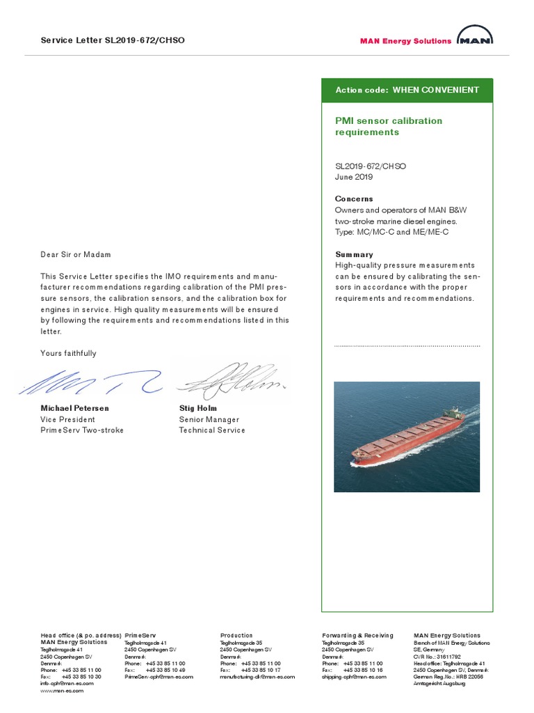 Service Letter SL2019-672/CHSO: PMI Sensor Calibration Requirements ...