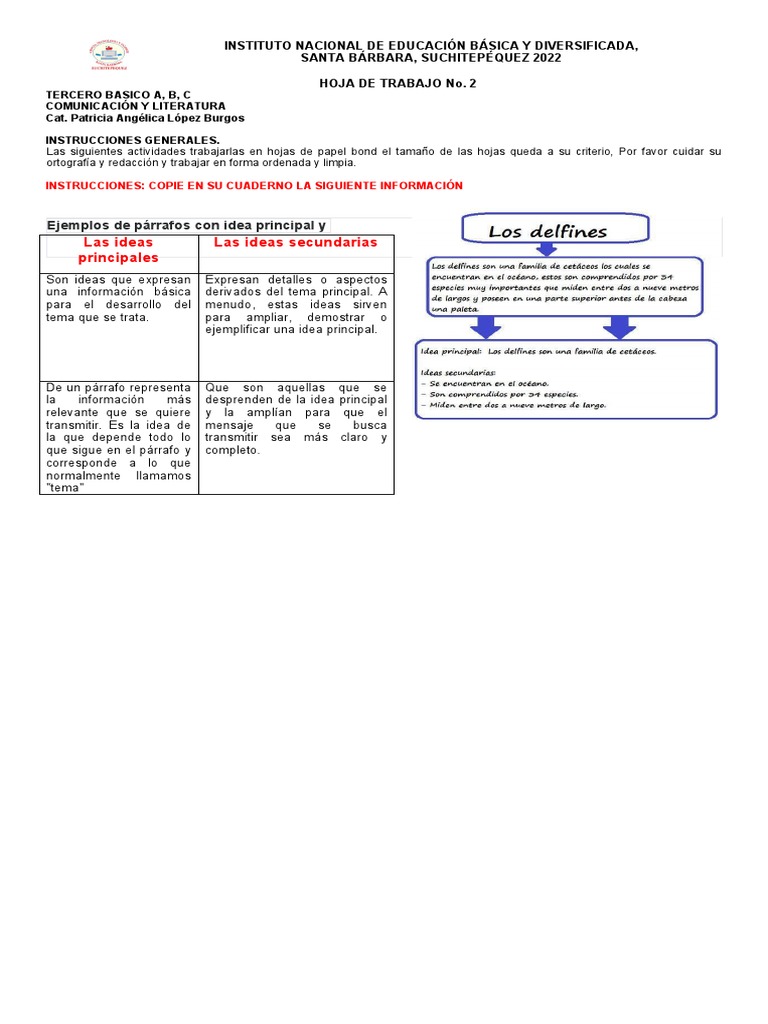 Hoja de Tercero Lenguaje y Comunicacion | PDF