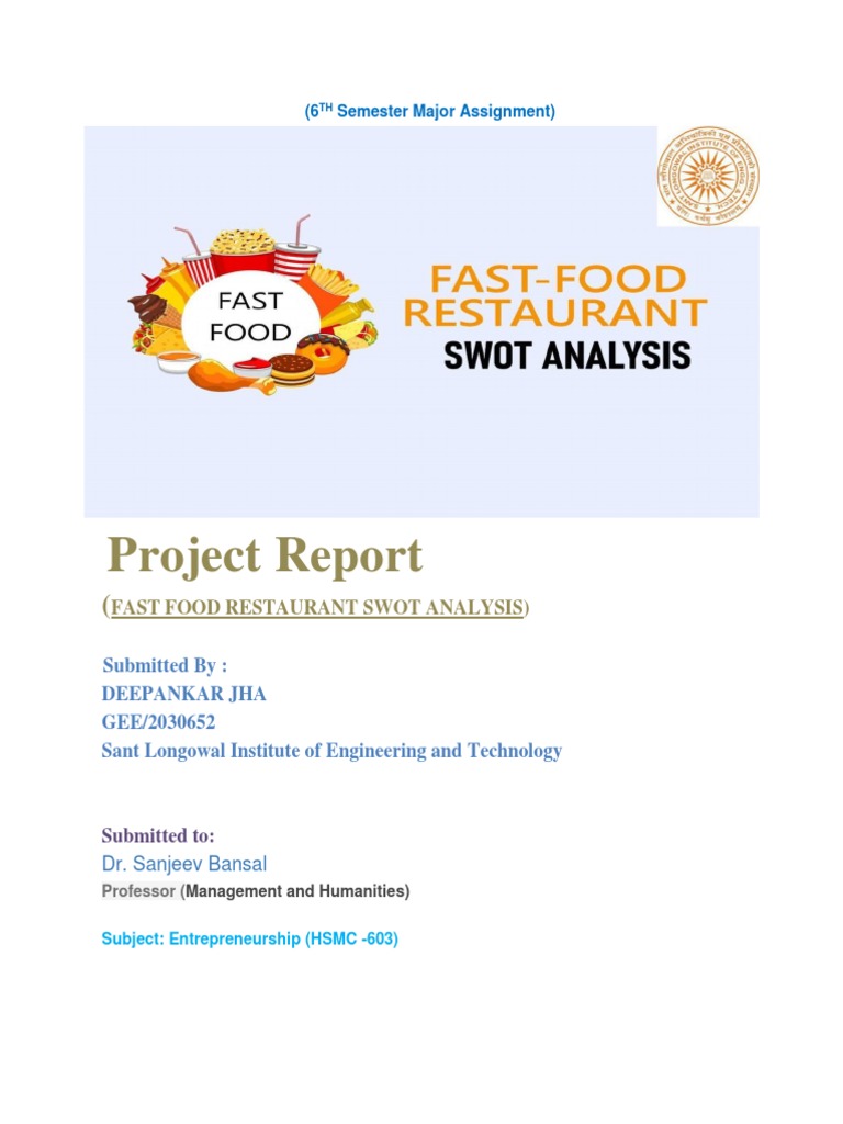 Project Report: Fast Food Restaurant Swot Analysis) | PDF | Fast Food ...