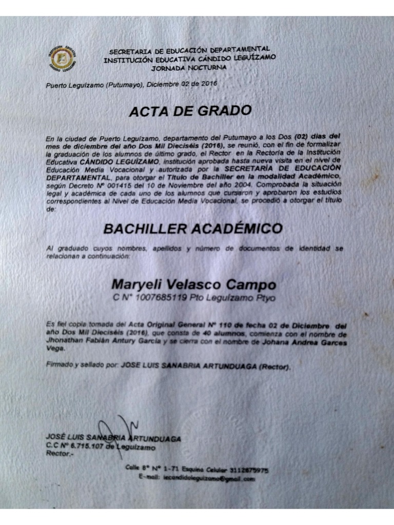 Acta de Grado Maye | PDF