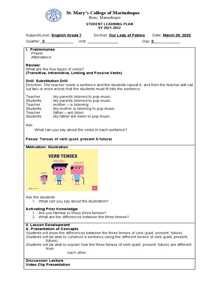 Tenses of Verb Lesson-Plan | PDF | Grammatical Tense | Verb