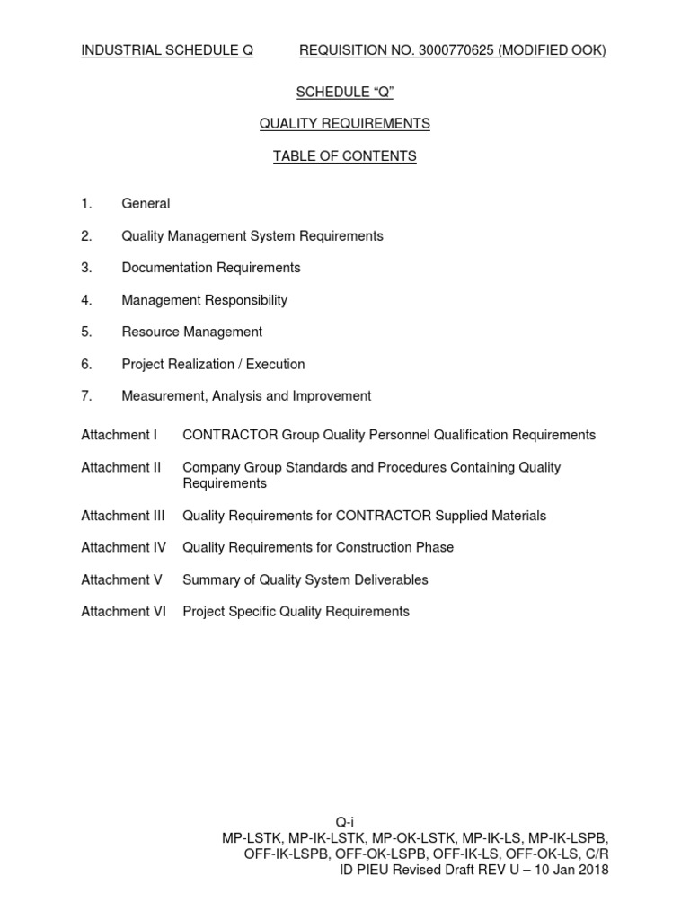 Schedule Q (Quality Requirements) | PDF | Quality Management System | Audit