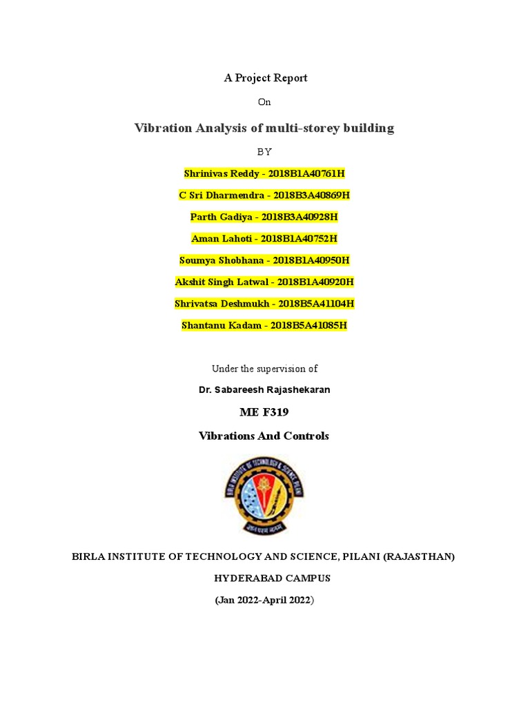 Vibration Analysis of Multi-Storey Building | PDF | Damping | Oscillation