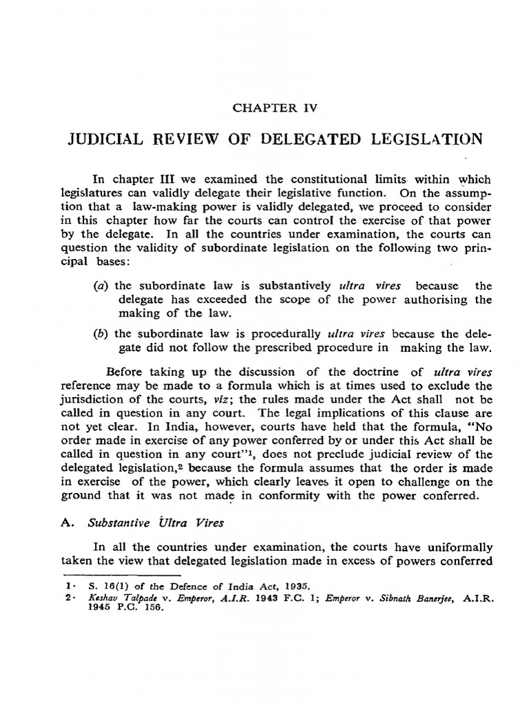 Judicial Review of Delegated Legislation | PDF | Constitution ...