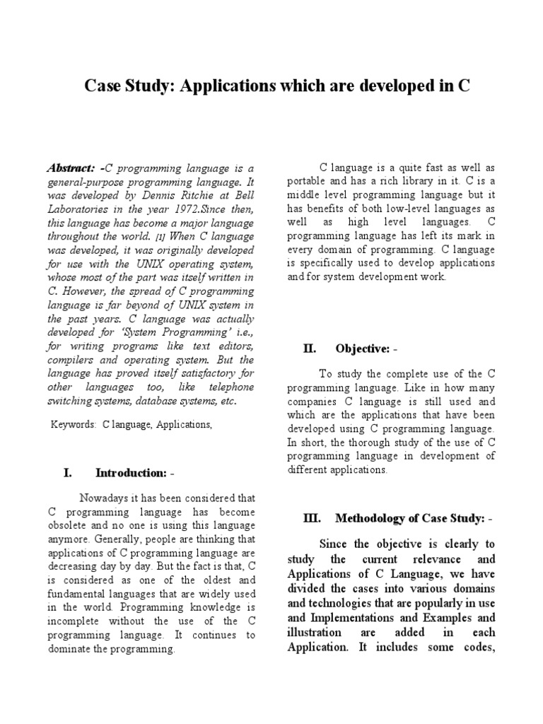 Case Study-Application Developed in C | PDF | Operating System | C ...