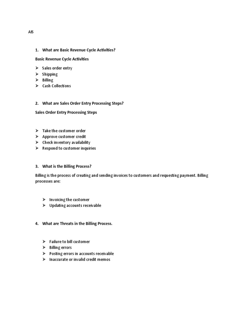 What Are Basic Revenue Cycle Activities? Basic Revenue Cycle Activities ...